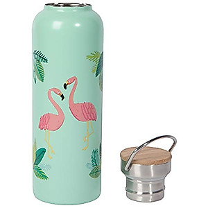 Now Designs Stainless Steel Water Bottle with Bamboo Lid, Mermaids - 18 oz Capacity