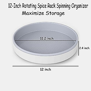 SUPPHOUS 12 Inch Non-Skid Lazy Susan Organizer, 360 Degree Sturdy Lazy Susan Turntable for Cabinet,Table, Fridge, Countertop, Dining Table,Under Sink Organizing, Spice Rack (Grey White)