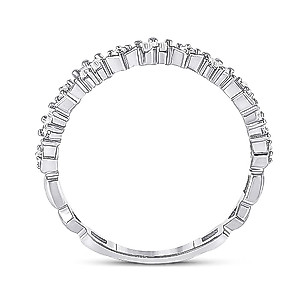 The Diamond Deal 14kt White Gold Womens Baguette Diamond Modern Band Ring 1/3 Cttw