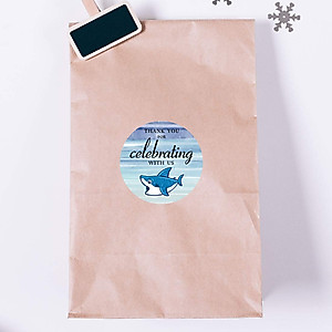 MAGJUCHE Shark Thank You Stickers, Shark Themed Party Sticker Labels for Favors, Decorations, 2 inch Round, 40-Pack