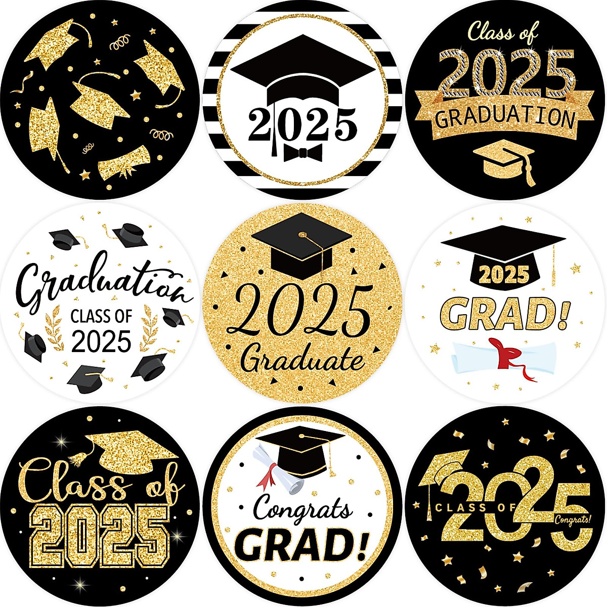 Graduation Stickers Class of 2025 500Pcs Perforated Roll Sticker Congrats Graduation Labels Grad Party Supply 1.5 Inch