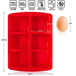 Walfos Mini Silicone Brownie Pan - 3 Piece 6-Cavity Non-stick Square Baking Pan, Perfect for Mini Brownies, Cornbread, Muffin and Cakes, BPA Free and Dishwasher Safe