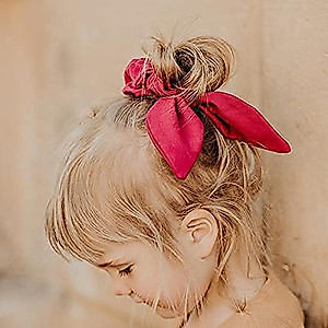 Bow Scrunchies For Long Hair - 8 Pcs Chiffon Satin Scrunchies Silk With Bow Scarf, Solid Stripe Flower Color Bow Scrunchies, Ponytail Holder With Tail, Rabbit Bunny Ear Bowknot Hair Accessories (A4)