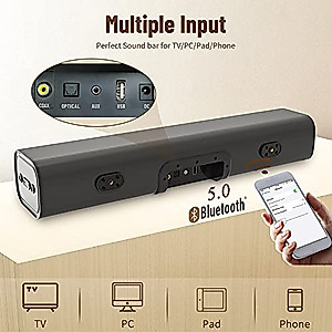 BESTISAN Soundbar for TV Soundbar Wireless Bluetooth 5.0 Sound Bar with 3 Equalizer Modes for Home Theater, Game, PC, Phones (Remote Control, DSP, Bass/Tweeter Adjustable, Wall Mounted)