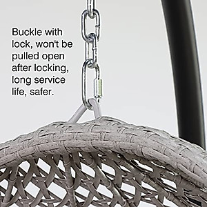 PRIVATE GARDEN Large Hanging Egg Chair with Stand Upgraded Wicker Egg Swing Chair Outdoor Indoor PE Rattan Hanging Chair with Grey Comfort Cushion Heavy Duty C-Stand