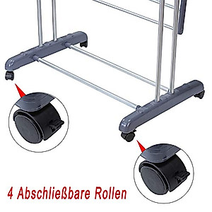 Voil 3 Tier Clothes Drying Rack Clothes Airer,Foldable Laundry Outdoor Indoor Heavy Duty Clothing Horse Garment Dryer Stand on Wheel