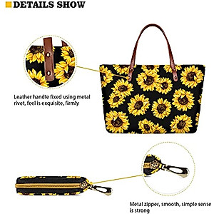 Allinterest Cute Penguin Printed Women 2pcs Handbag Set Satchel Bag PU Leather Wallet Large Top Handle Tote Bag