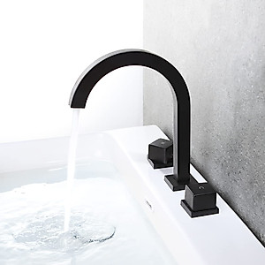 POP SANITARYWARE 2-Handle 8 Inch Matte Black Widespread Bathroom Faucet 3 Hole Bathroom Sink Faucets Lavatory Vanity Basin Faucets