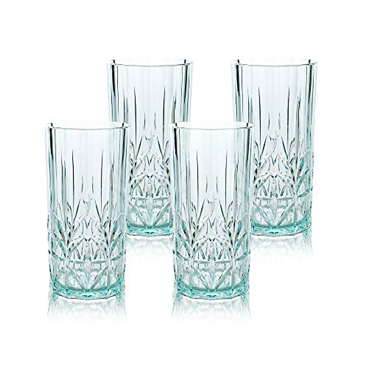 BELLAFORTE Shatterproof Tritan Tall Tumbler, Set of 4, 18oz - Myrtle Beach Drinking Glasses - Unbreakable Plastic Drinking Glasses for Gifting, Parties, New Year - BPA Free - Dishwasher Safe - Teal