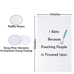 Baker Gift Baking Kitchen Towel I Bake Because Punching People is Frowned Upon Towel Pastry Chef Gift Culinary Student Gift