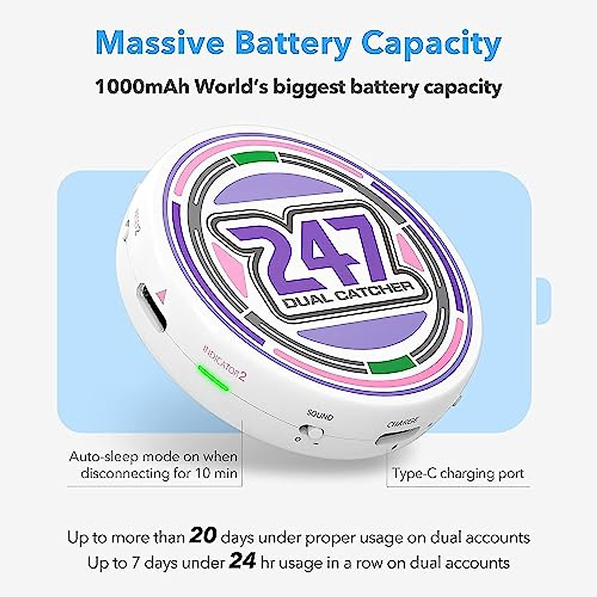 Mcbazel PhotoFast 247 Dual Auto Catcher with Auto-tap, Auto Reconnect, Over 1-Hour Connection Function Compatible with iOS & Android