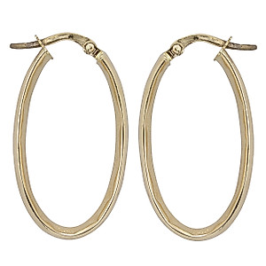 Kooljewelry 10k Yellow Gold Oval Hoop Earrings