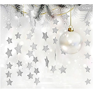 Fecedy Sparkling Star Garland Bunting for Birthday Wedding Engagement Bridal Shower Baby Shower Bachelorette Holiday Celebration Party Decorations 13 feet (Silver)