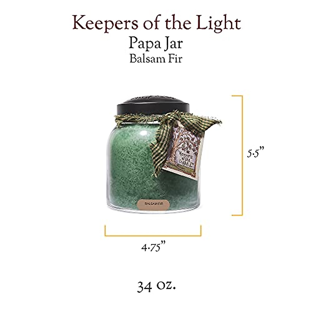 A Cheerful Giver — Balsam Fir - 34oz Papa Scented Candle Jar with Lid - Keepers of the Light - 155 Hours of Burn Time, Gift for Women, Green