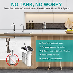 SimPure Alkaline UV Reverse Osmosis System, NSF/ANSI 58 Certified, Tankless RO Water Filter System 400 GPD, pH+ Remineralization Water Filtration Under Sink, BPA Free, Built-in Pump