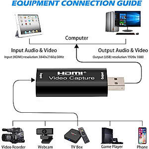 Y&H HDMI Video Capture Card HD 1080P Video Record via DSLR,Camcorder,Action Cam,Support Broadcast Live Streaming