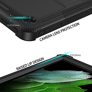 DUEDUE for TCL Tab 10 5G 10.1" Tablet Case, 3 in 1 Hybrid Shockproof Silicone Gel Protective Tablet Cover with Kickstand for TCL Tab 10 5G 9183W(2022 Release), Black