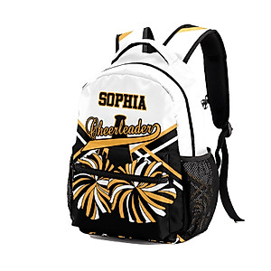 SunFancyCustom Custom Cheer Cheerleader Black Gold Personalized Causual Shoulder Bag Sports Leisure Camping Backpack for Women Men