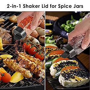 12 Pack Glass Spice Jars with Labels, 4oz Spices Containers Spice Jars with Black Shaker Lids, Empty Containers for Spice, Silicone Funnel and Pen Included