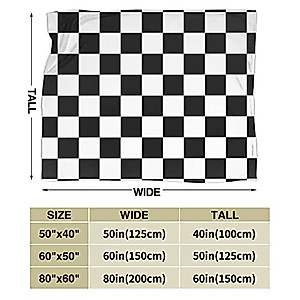 Ultra-Soft Micro Fuzzy Throw Blanket Black White Racing and Checkered Pattern Fluffy Cozy Warm Blankets Soft Blankets Decorative for Couch Bed Sofa Bedroom for Four Seasons 50"x40"