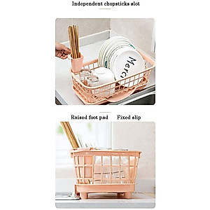 Plate Rack Draining Dish Rack Household Dish Storage Rack With Chopsticks Cage Household Detachable Dish Drain Rack Kitchen Pan Plate Holder (Color : Blue)