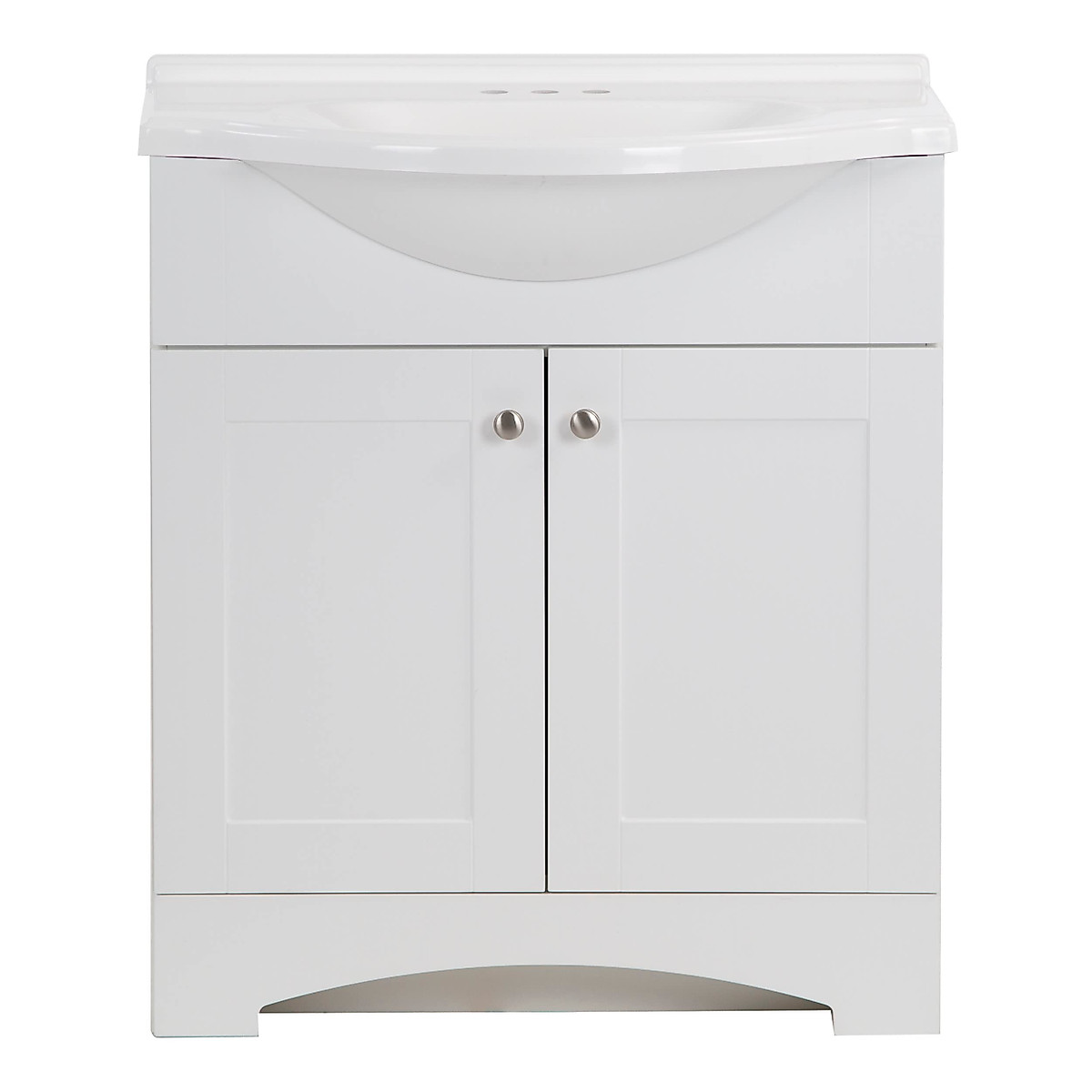 Spring Mill Cabinets Zarna 31 Inch Bathroom Vanity with White Drop-in Single Sink Top, 2-Door Cabinet, 31" W x 18.78" D x 36.63" H, White