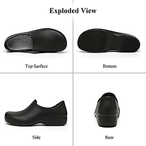 scecocrs Chef Shoes Women Nonslip Oil Water Resistant Nursing Work Shoe for Hospital Garden Kitchen Black
