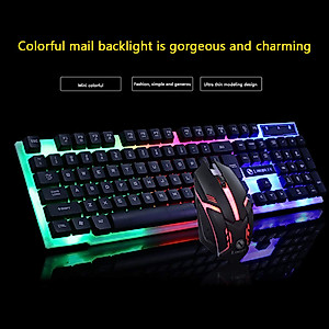 QYIYA GTX300 USB Wired 104 Keys RGB Backlight Ergonomic Gaming Mouse Keyboard Set,Black