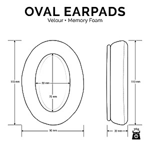 Velor Replacement Ear Pads for HyperX Cloud & Alpha, ATH M50X, Steelseries Arctis, Logitech G Pro & More Headphones, Soft Velour, Memory Foam & Long Lasting Earpads by Brainwavz - Black