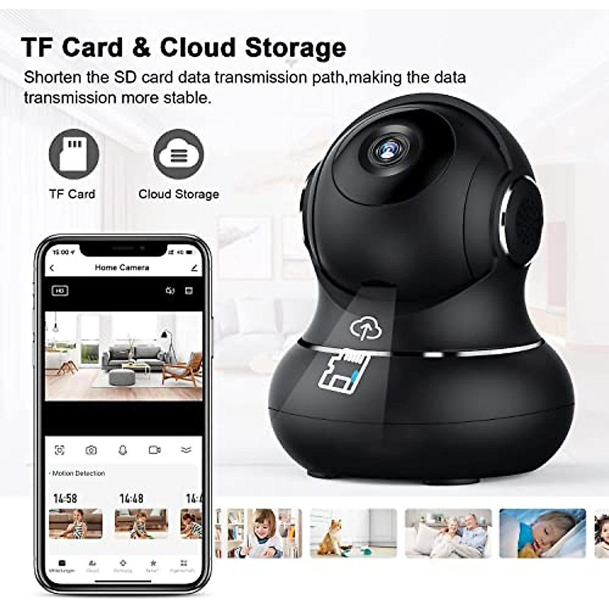 litokam Little elf Camera, 1080P Indoor Security Camera for Baby / Elder, Pet Camera with Motion Detection, Night Vision, 2-Way Audio, 360 Degree Wireless Camera, WiFi Camera Work with Alexa