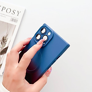 SobLn for Rectangle iPhone 13 Pro Max Case Magnetic Gradient Color Compatible with MagSafe Silicone Slim Anti-Scratch Shockproof with Full Camera Lens Protection for Women Men Phone Case (Pink Red)