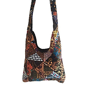 Oma® Boho Hippy Quilted Cross Body Shoulder Bag Purse Multi Color Heavy Duty Cotton - OMA FEDERAL (TM) BRAND