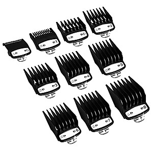 Professional Hair Clipper Guards Guides 10 Pcs Coded Cutting Guides #3170-400- 1/8” to 1 fits for All Wahl Clippers(Black-10 pcs)