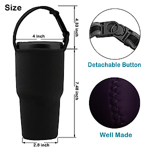 Tumbler 30oz Carrier Holder Pouch with Shoulder Strap, for Rtic, Atlin, Ozark Trail,YETI Rambler Insulated Tumbler Coffee Cup by Hoomtry(3Pack) (Black)