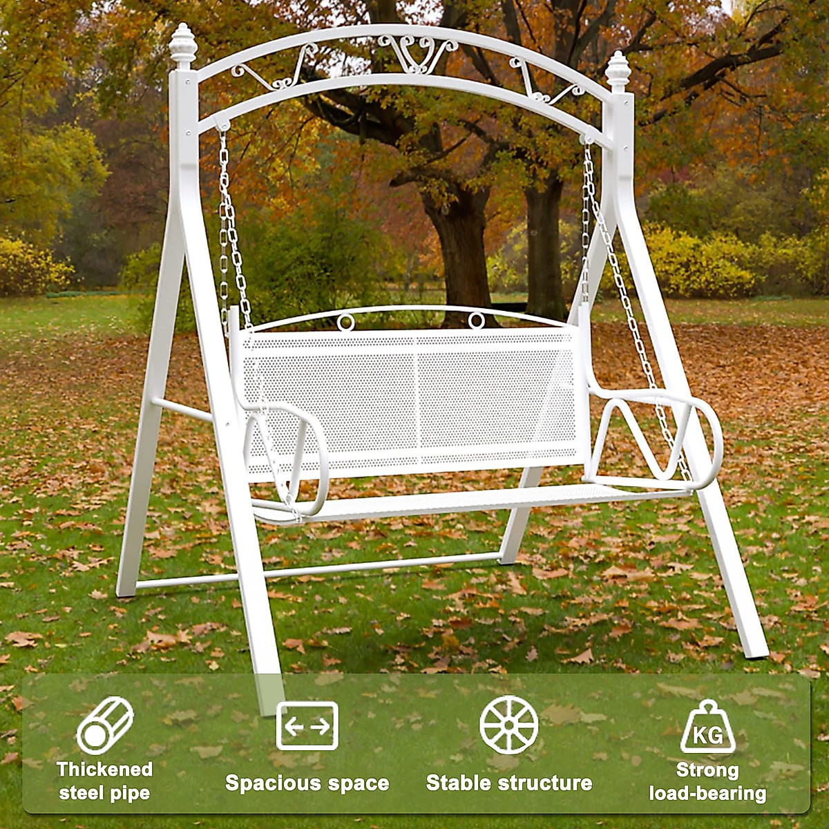 HSHBDDM Patio Swing Chair Outdoor Patio Swing Chairs Outdoor Porch Swing Outdoor Swing Chairs Waterproof and Sun-Proof for Patio Garden Poolside Yard White