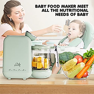 Baby Food Maker, 5 in 1 Baby Food Processor, Smart Control Multifunctional Steamer Grinder with Steam Pot, Auto Cooking & Grinding, Baby Food Warmer Mills Machine