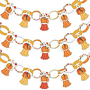 Big Dot of Happiness Fall Pumpkin - 90 Chain Links and 30 Paper Tassels Decoration Kit - Halloween or Thanksgiving Party Paper Chains Garland - 21 feet