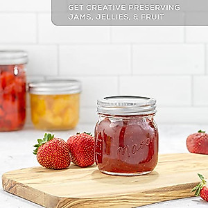JoyJolt 8 Oz Mason Jars With Lids, Labels and Measures! 6-Pack Regular Mouth Mason Jars, Glass Jar with Lid and Band. Airtight Canning Jars, Overnight Oats Jars, Salad Jars, Sourdough Starter Jar
