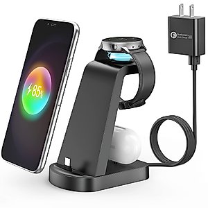 Charging Station for Samsung Multiple Devices,3 in 1 Fast Charging Stand USB-C Charger for Galaxy Watch 5/5 Pro/4/3/Active,Galaxy S23/S22/S21/S20/S10/Note20/Note10/Z Flip 4/Z Fold 4/Galaxy Buds