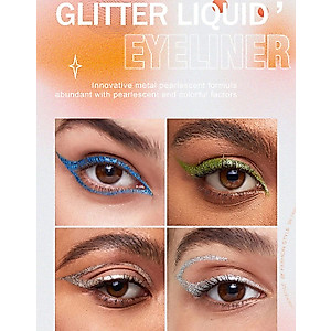 BestLand 2 in 1 Matte Glitter Liquid Eyeliner Set Rainbow Colorful Neon Eyeliner Pencil Pigmented Waterproof Smudgeproof Long Lasting Korean Eye Glitter Christmas Makeup Gift Kit for Women (2 in 1 Set A)