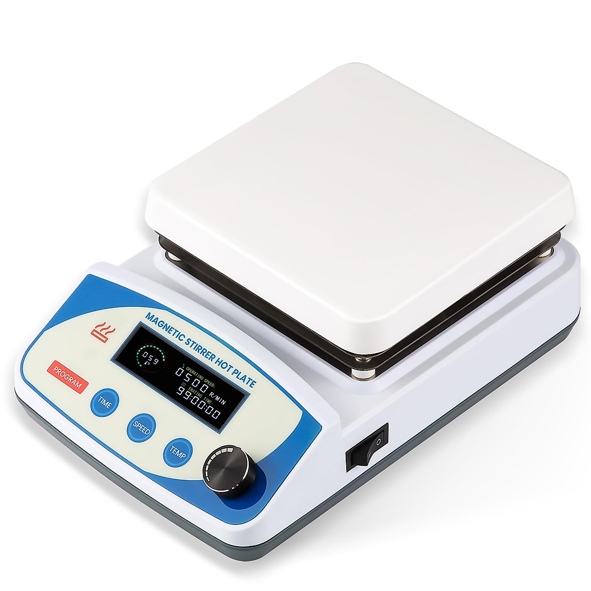 BAOSHISHAN 6.6 Inch Magnetic Stirrer Hot Plate with Timer, 6L Stirring Capacity 300C/572F Hotplate with 3 Stirring Bar, Stir Bar Retriever, Thermal Probe and Support Stand 110V