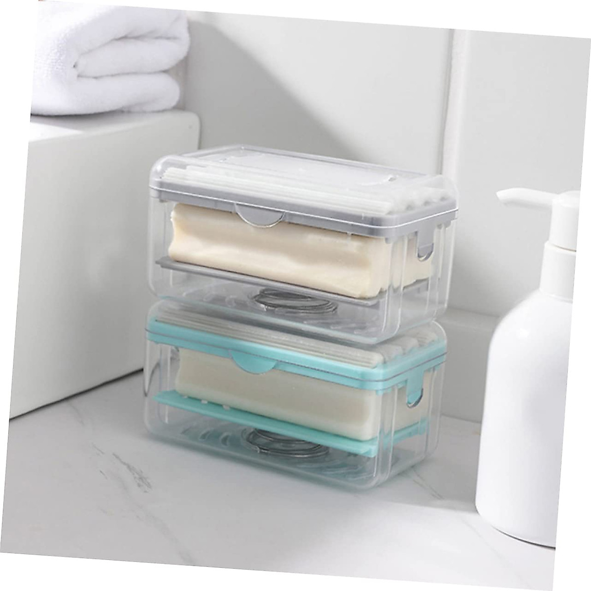 Cabilock 4pcs Soap Box Soap Tray Kitchen Soap Dispenser Foaming Soap Roller Shower Soap Holder Foaming Soap Dispenser Soap Container Soap Case Bag Plastic Portable Travel Soap Dish Holder