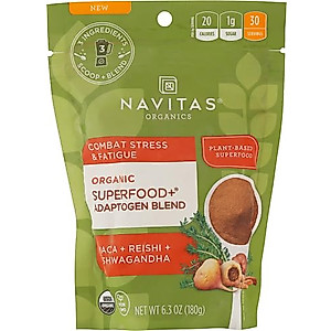 Navitas Organics Superfood+ Adaptogen Blend for Stress Support (Maca + Reishi + Ashwagandha), 6.3oz bag, 30 Servings — Organic, Non-GMO, Vegan, Gluten-Free, Keto & Paleo.