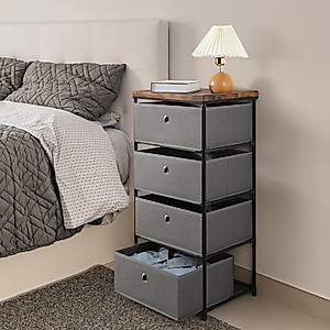 MOOACE Fabric Storage Dresser with Drawers, 4 Drawers Clothes Organizer and Storage Tower for Bedroom, Small Fabric Storage and Chest of Drawers, Gray