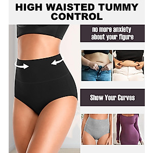 OLIKEME Tummy Control Underwear High Waisted Cotton Postpartum Underwear Soft Stretch Full Coverage Womens Underwear, Size L