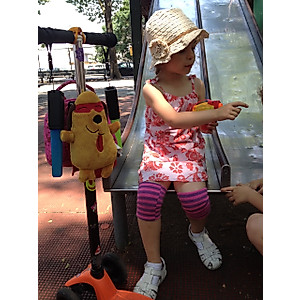 KneeBees Soft Protective Cotton Knee Pads/Knee Sleeves for Kids/Children Machine Washable Comfortable One Size Fits Most Perfect for Playing Running Exploring (Purple and Pink Stripes)