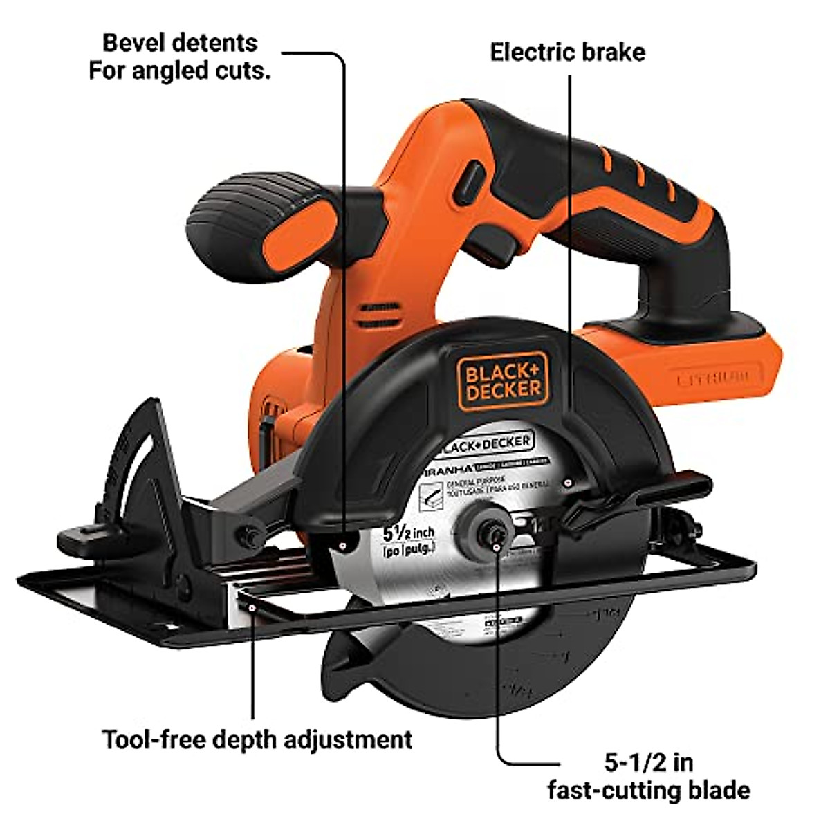 BLACK+DECKER 20V MAX* POWERCONNECT 5-1/2 in. Cordless Circular Saw, Tool Only (BDCCS20B)