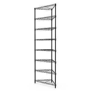 pouseayar 8-Tier NSF Metal Corner Shelf Wire Shelving Unit - 400lbs Capacity, Adjustable, with Leveling feet - Ideal for Garage, Kitchen, and More - 20" L x 20" D x 82" H - Triangle-Shape - Black
