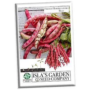 French Horticulture Bean Seeds for Planting, 50+ Heirloom Seeds Per Packet, (Isla's Garden Seeds), Non GMO Seeds, aka. Borlotti Bean, Botanical Name: Phaseolus vulgaris, Great Home Garden Gift