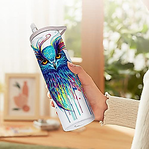 AGH 20oz Sublimation Tumblers with Handle Leak-proof Straight Skinny Tumblers with 2 Lids, Stainless Steel Insulated Vacuum Coffee Tumbler with Lid and Straw, 2 Pack Sublimation Blanks Travel Tumbler